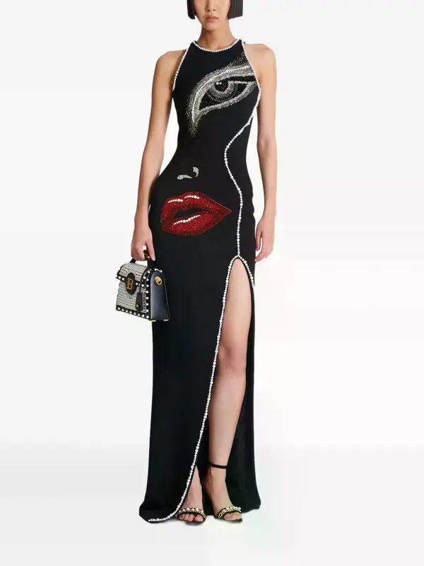 Balmain Face-motif Maxi Dress