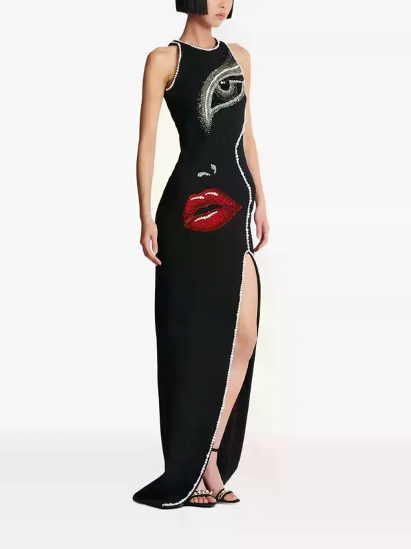 Balmain Face-motif Maxi Dress