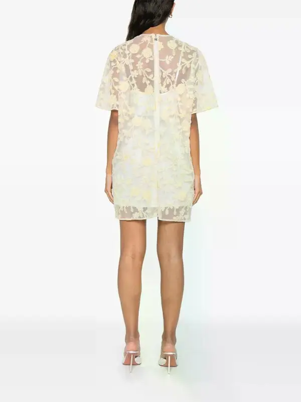 ROTATE BY BIRGER CHRISTENSEN Floral-embroidered Mini Dress - Yellow