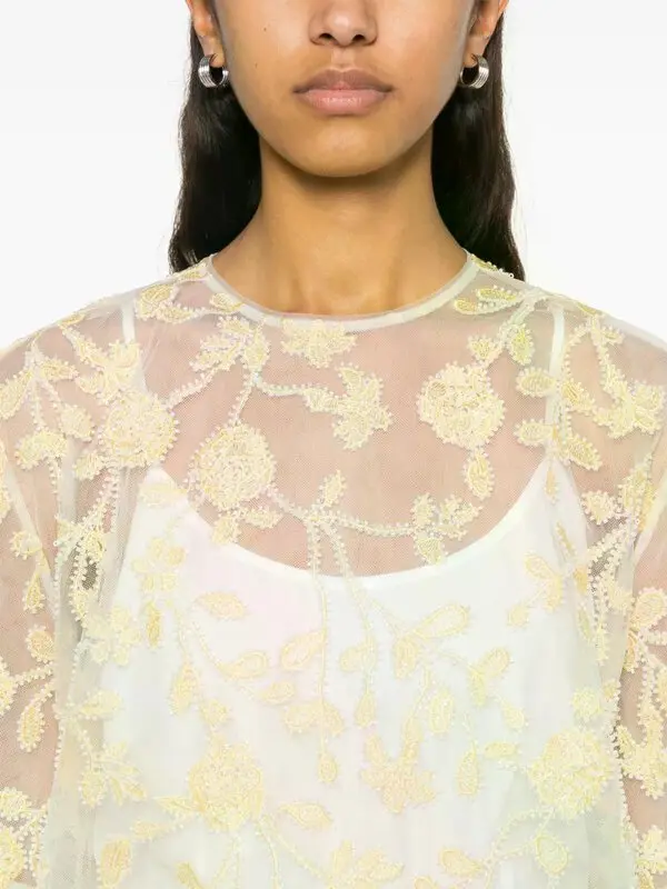 ROTATE BY BIRGER CHRISTENSEN Floral-embroidered Mini Dress - Yellow