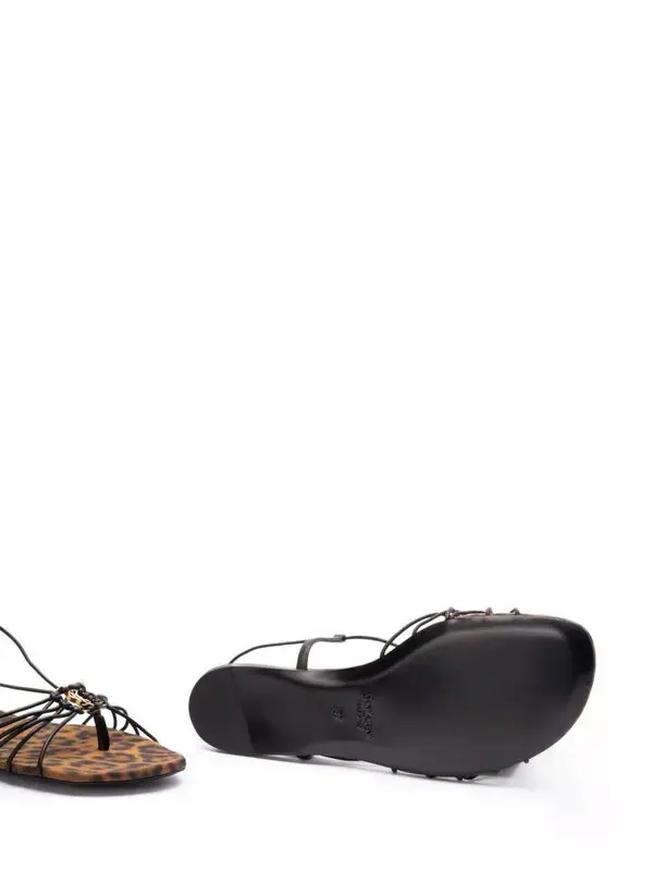 Saint Laurent Babylone Leopard Sandals - Neutrals