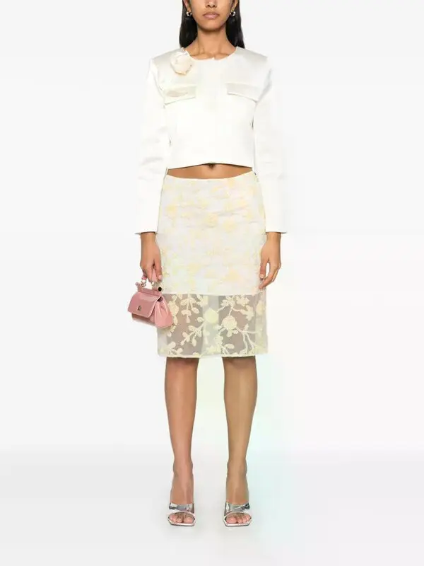 ROTATE BY BIRGER CHRISTENSEN Floral-beaded Pencil Skirt
