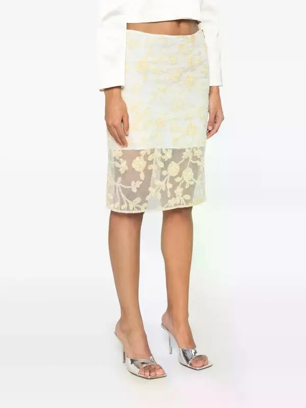 ROTATE BY BIRGER CHRISTENSEN Floral-beaded Pencil Skirt