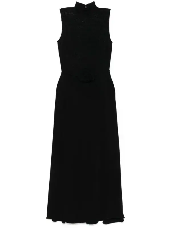 ROTATE BY BIRGER CHRISTENSEN Floral-appliqué Maxi Dress - Black