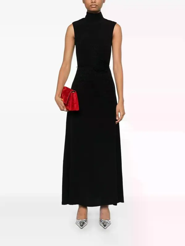 ROTATE BY BIRGER CHRISTENSEN Floral-appliqué Maxi Dress - Black