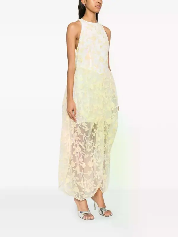 ROTATE BY BIRGER CHRISTENSEN Floral-beaded Midi Dress