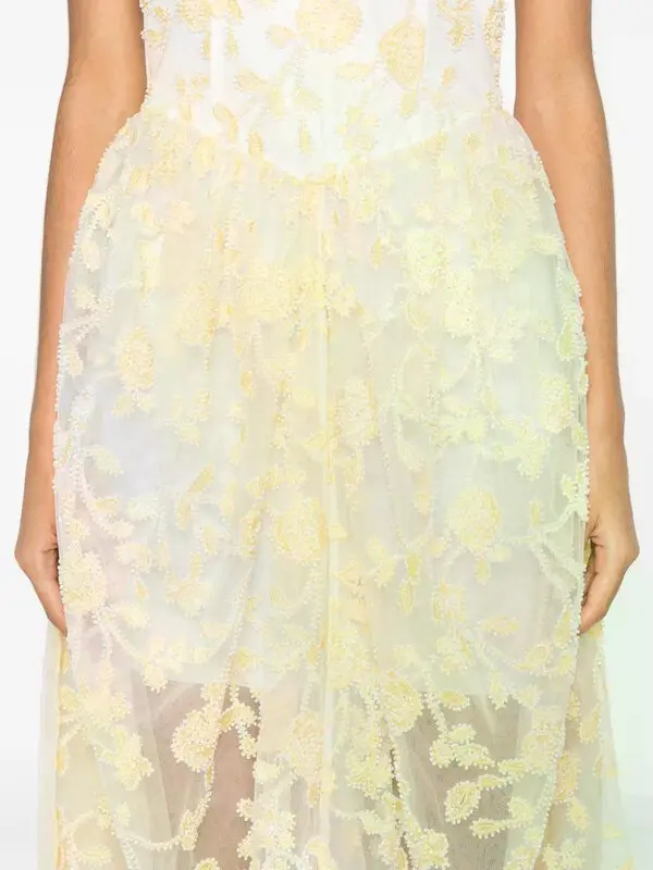 ROTATE BY BIRGER CHRISTENSEN Floral-beaded Midi Dress