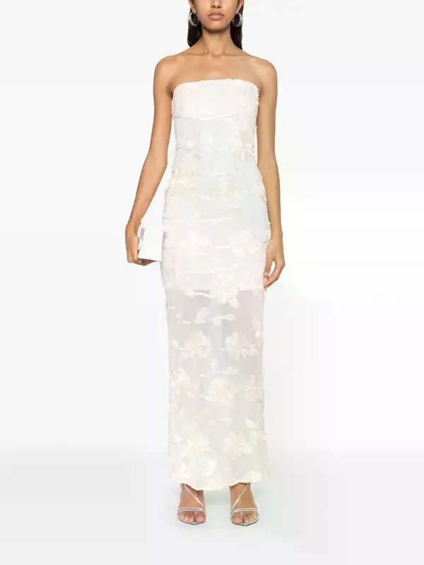 white and blue dress floral White Blue Floral Prom Dress | A-Line Long Evening Gown main image 1