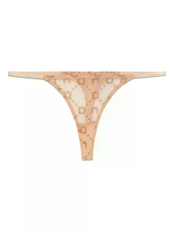 MARINE SERRE Mesh Flock Thong - Neutrals
