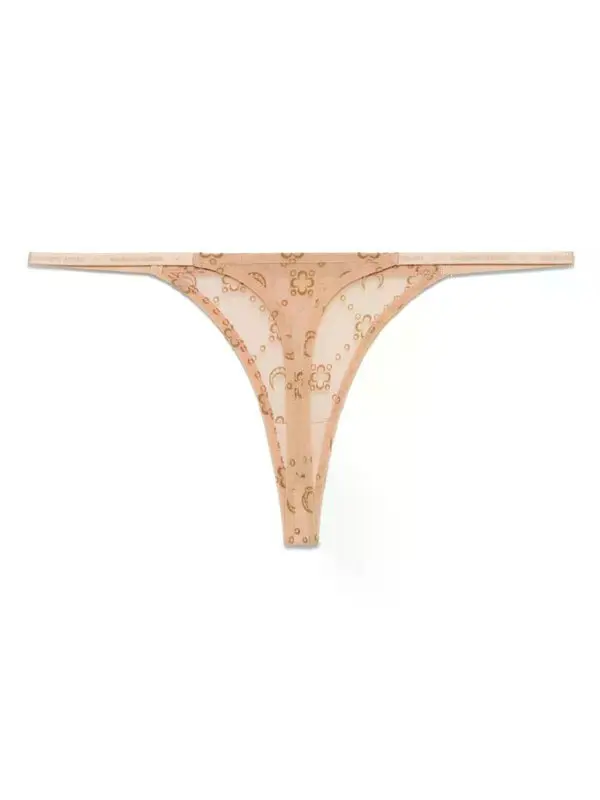 MARINE SERRE Mesh Flock Thong - Neutrals