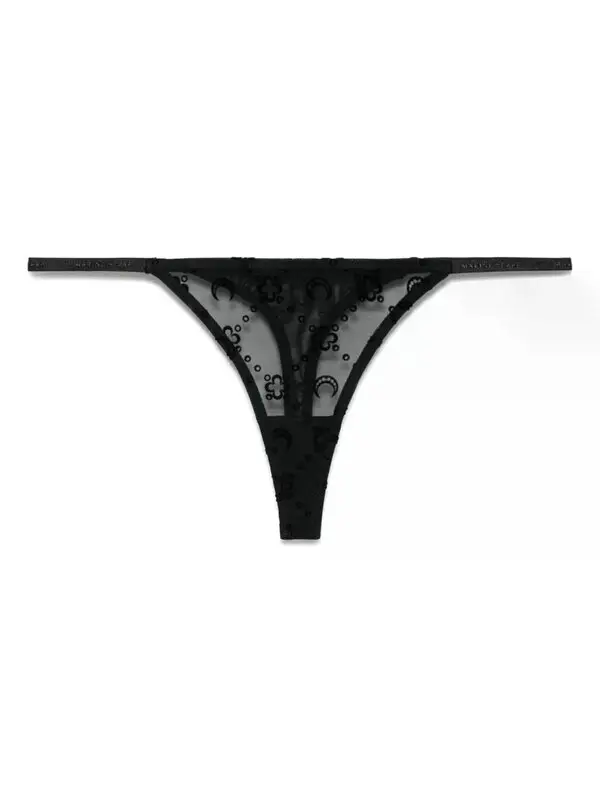MARINE SERRE Mesh Flock Thong - Black