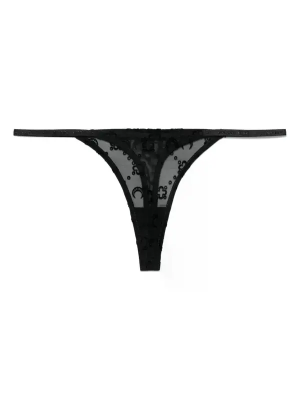 MARINE SERRE Mesh Flock Thong - Black