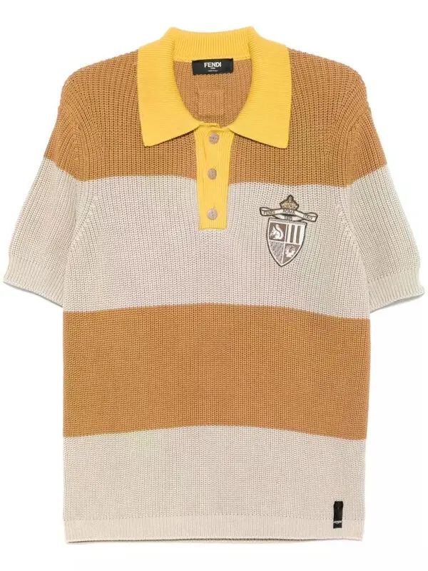 Fendi Striped Polo Shirt - Brown