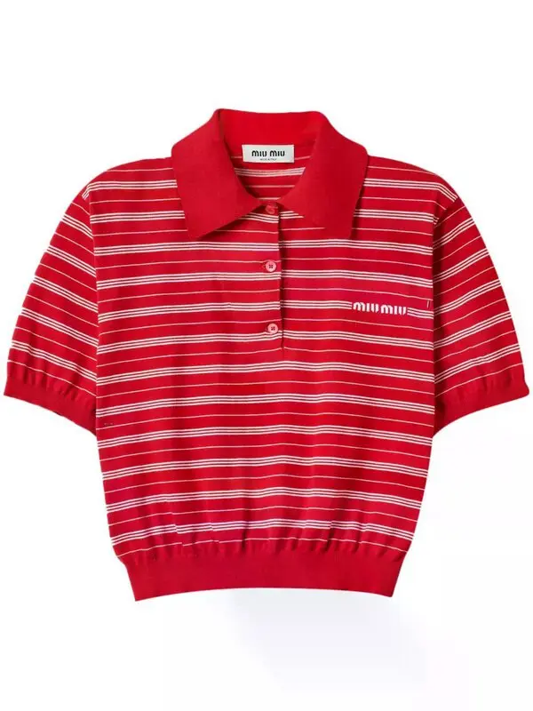 Miu Miu Intarsia-knit Logo Polo Shirt