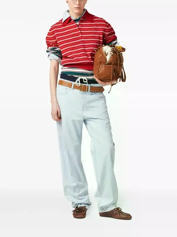 Miu Miu Intarsia-knit Logo Polo Shirt