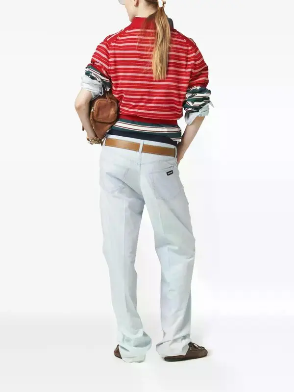 Miu Miu Intarsia-knit Logo Polo Shirt