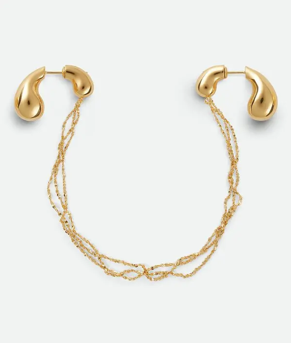 BOTTEGA  VENETA Mini Drop Chain Earrings - Yellow Gold
