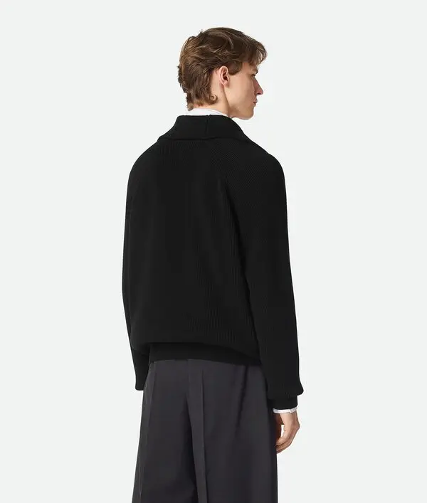 Bottega Veneta Cotton English Rib Cardigan - Black