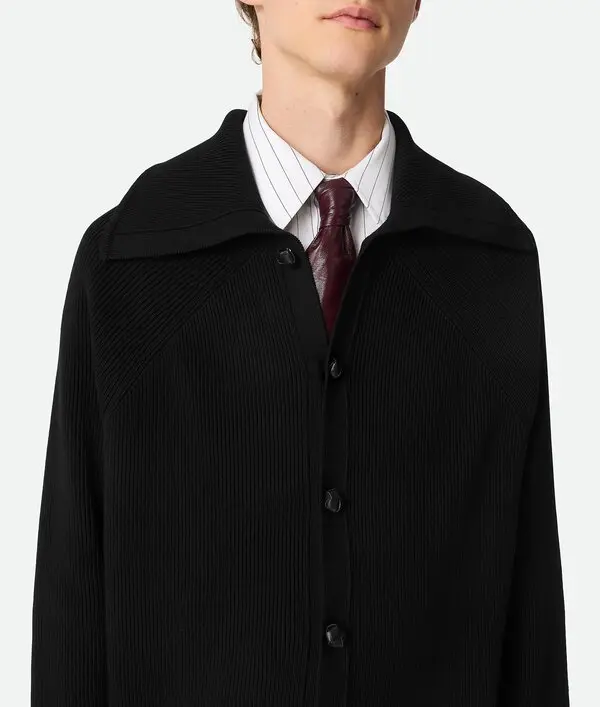 Bottega Veneta Cotton English Rib Cardigan - Black