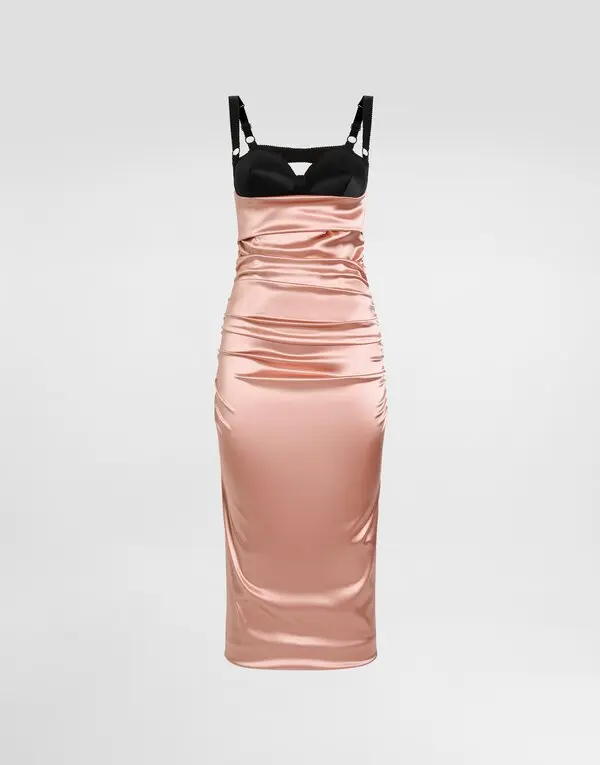 Dolce & Gabbana Draped Satin Calf-length Dress - Beige