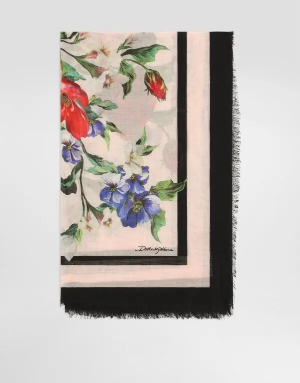 Dolce & Gabbana Large Silk And Cashmere Scarf With Floral - Print