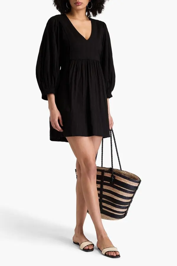 Melissa Odabash Camilla Embroidered Cotton-mousseline Mini Dress - Black