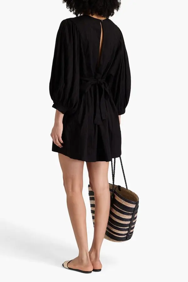 Melissa Odabash Camilla Embroidered Cotton-mousseline Mini Dress - Black