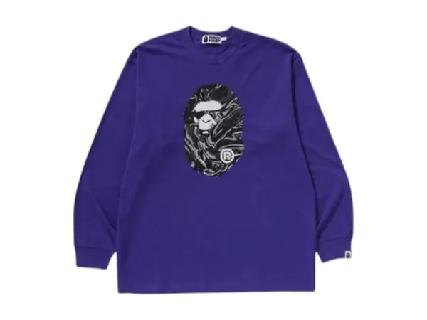 A BATHING APE Marbling Camo Ape Head Relaxed Fit Tee Shirt - Purple