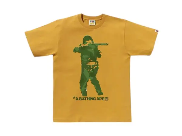 A BATHING APE Bitmap Soldier Tee Shirt - Yellow