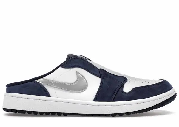 JORDAN 1 Golf Mule - White/midnight Navy Blue/metallic Silver