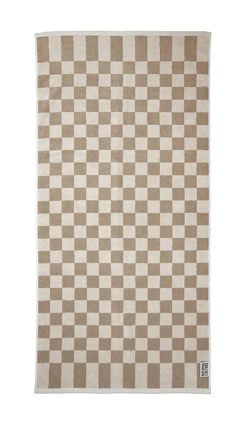 BATHING CULTURE Bathhouse Check Organic Body Towel In Tan - Oak