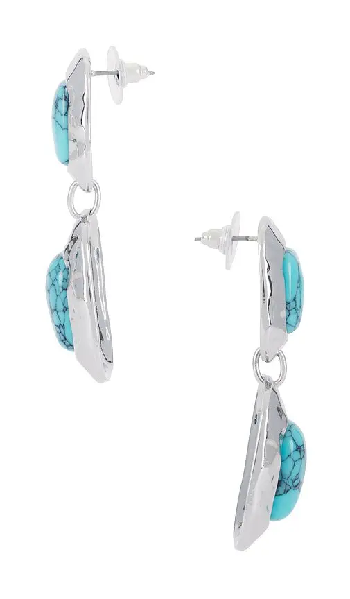 PETIT MOMENTS Martina Drop Earrings - Turquoise & Silver