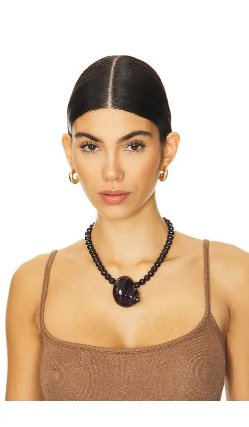 JULIETTA Mykonos Beaded Choker With Shell Pendant - Oxblood