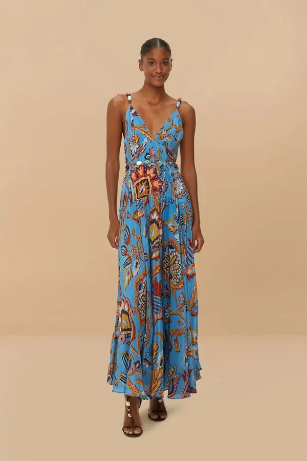 farm rio a-line sleeveless halter midi dress Red Sleeveless Midi Dress main image 0