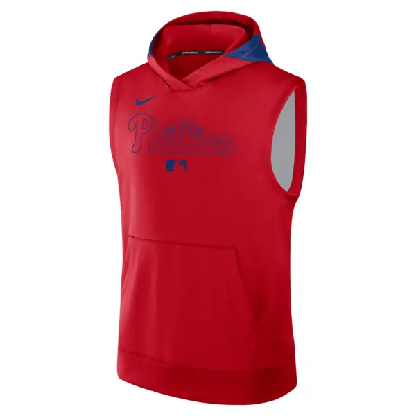 Nike Philadelphia Phillies Authentic Collection Dri-fit Mlb Sleeveless Pullover Hoodie - Red