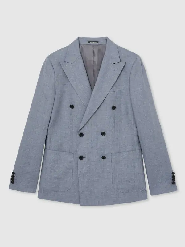REISS Db Warner Db Slim-fit Linen Double-breasted Suit Blazer