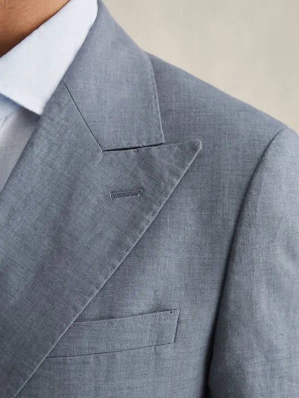 REISS Db Warner Db Slim-fit Linen Double-breasted Suit Blazer