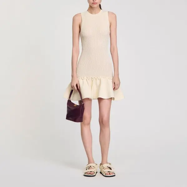 Sandro Mini Knit Ruffle Dress
