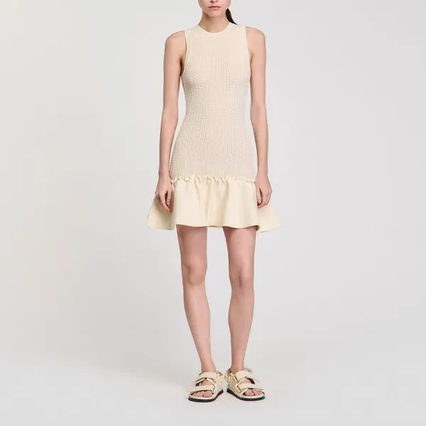 Sandro Mini Knit Ruffle Dress