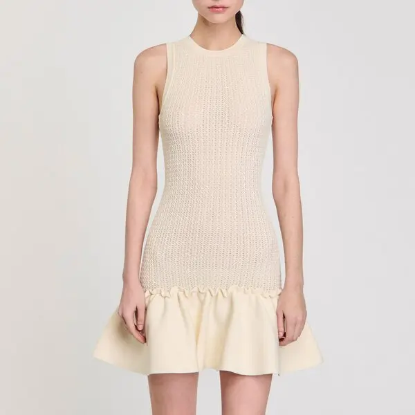 Sandro Mini Knit Ruffle Dress