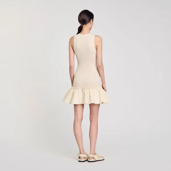 Sandro Mini Knit Ruffle Dress