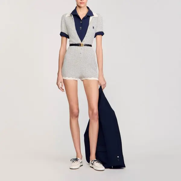 Sandro Striped Knit Jumpsuit