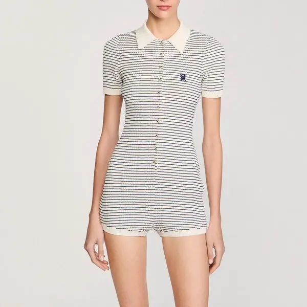 Sandro Striped Knit Jumpsuit