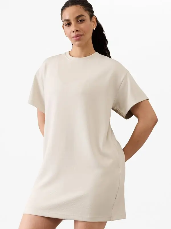 Athleta Seasoft Rib T-Shirt Dress In Bone - 50% Off | Editorialist