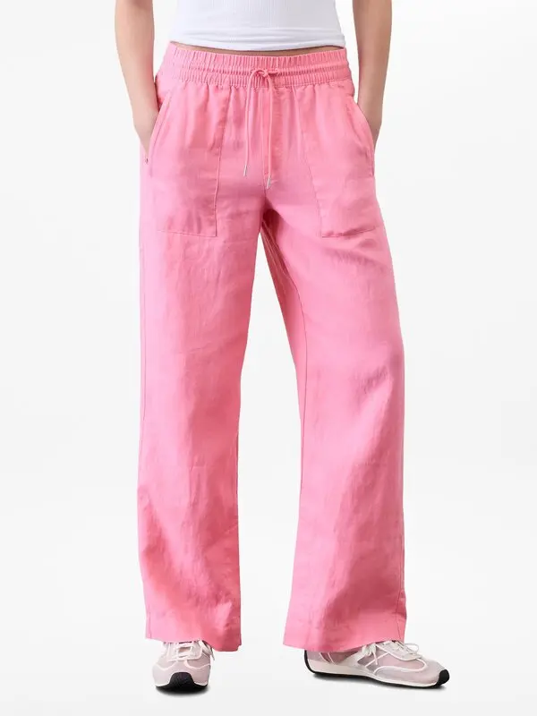 Athleta Retreat Linen Wide Leg Pants - Raphanus Pink