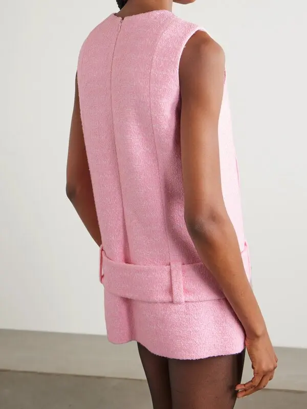 PATOU Belted Cotton-blend Bouclé-tweed Mini Dress - Pink
