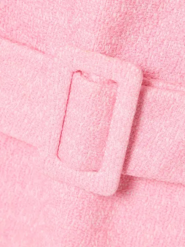 PATOU Belted Cotton-blend Bouclé-tweed Mini Dress - Pink