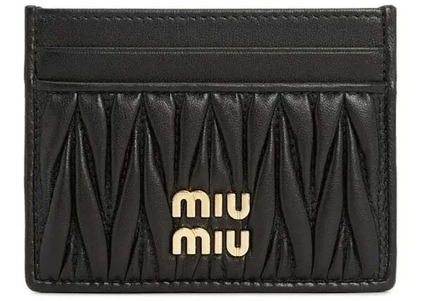 Miu Miu Matelasse Nappa Leather Card Holder - Black