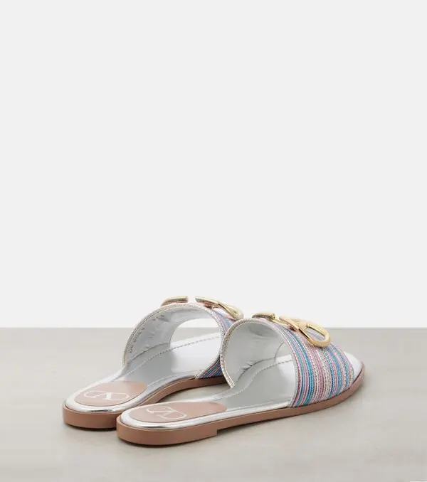Valentino Garavani Vlogo Metallic Leather Slides