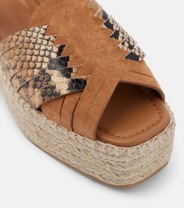 Ulla Johnson Elsa Snake-effect Espadrilles - Beige